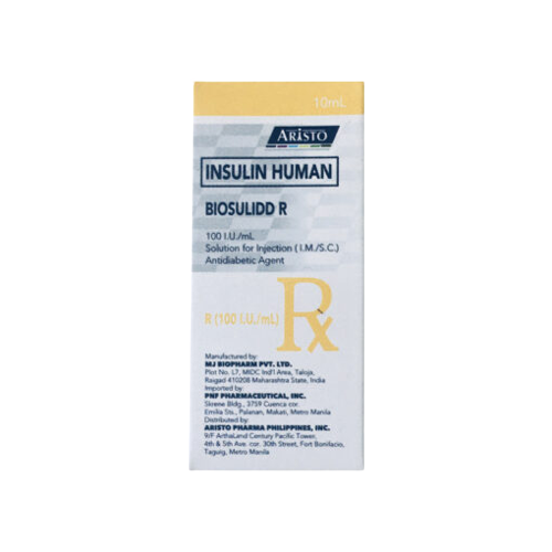 BIOSULIDD R Insulin Human (rDNA) 100IU / mL Solution for IM/SC ...